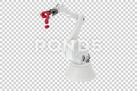 Digital png illustration of robotic arm with question mark on ...