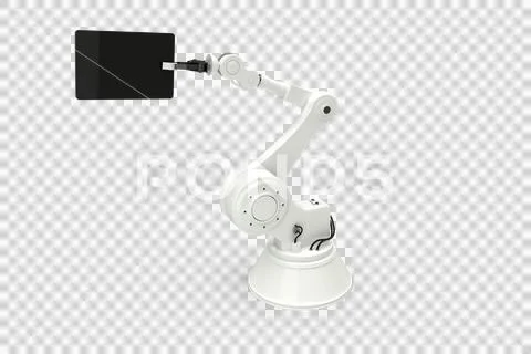 Digital png illustration of white robot holding tablet on transparent background: Royalty Free ...