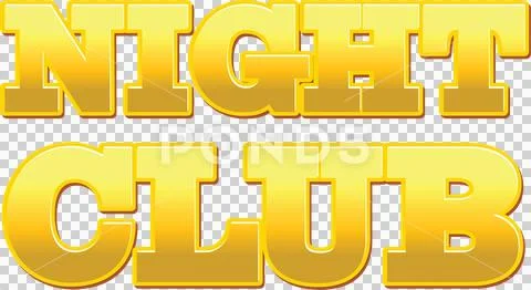 Digital png yellow text of night club on transparent background ...