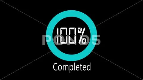 Digital progress loading bar complete on a black background.: Graphic ...