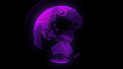 Digital purple planet of Earth. Rotating... | Stock Video | Pond5