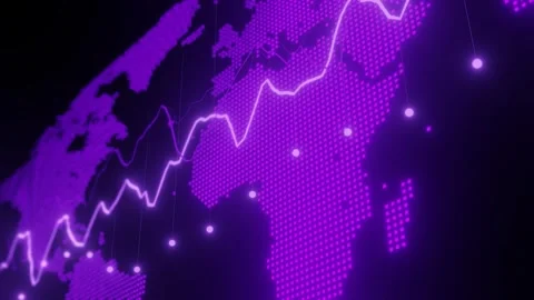 Digital purple world map with glowing po... | Stock Video | Pond5