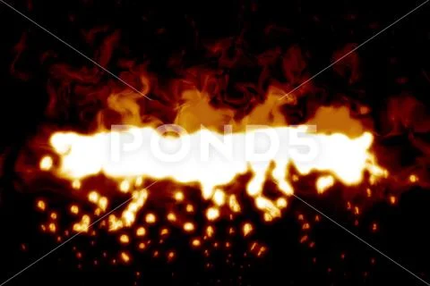 Digital realistic fire flame on black background ~ Clip Art #71637267