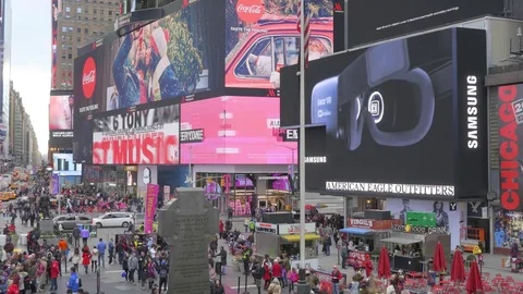 Digital screens and billboards at crowde... | Stock Video | Pond5