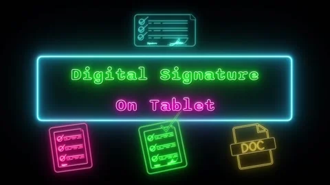 Digital signature on tablet Neon green-p... | Stock Video | Pond5