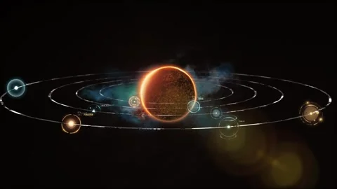 Digital Solar System Sci-Fi HUD - Hologr... | Stock Video | Pond5