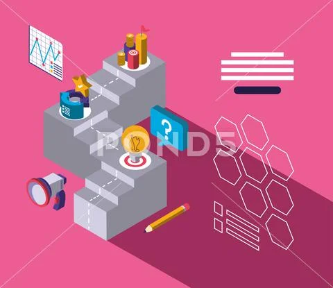 Digital solutions ladder steps strategy report diagram statistics ...