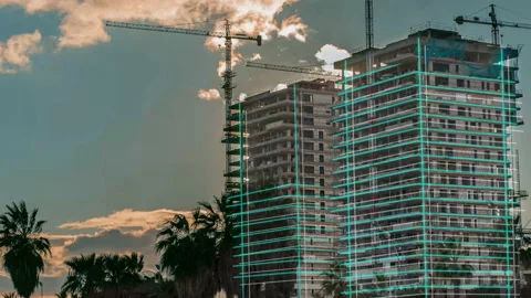 Digital structure on building under cons... | Stock Video | Pond5