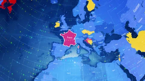 Digital Stylised World Map Country Zoom ... | Stock Video | Pond5