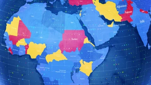 Digital Stylised World Map Country Zoom ... | Stock Video | Pond5