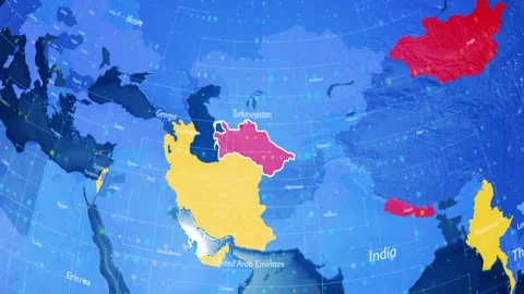 Digital Stylised World Map Country Zoom ... | Stock Video | Pond5