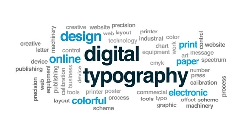 Digital typography animated word cloud, ... | Stock Video | Pond5