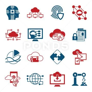 Digital vector artificial intelligence cloud icon Illustration #91679068