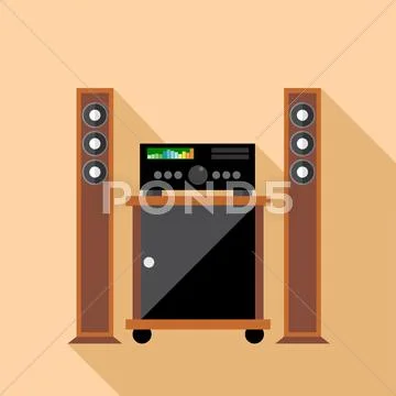 Digital vector hi-fi audio system with monitors Illustration #67805356