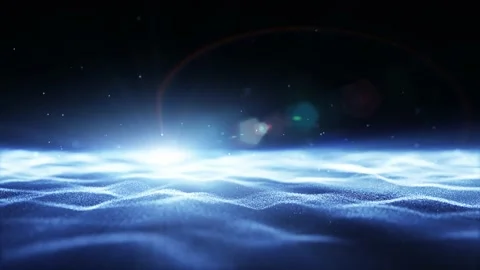 Digital waves with lens flare light anim... | Stock Video | Pond5