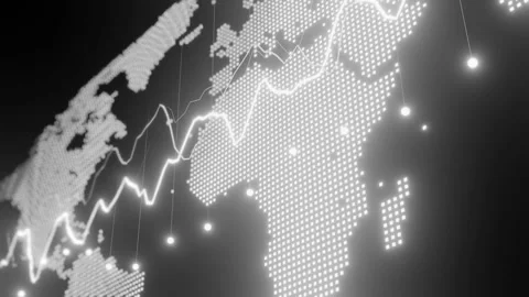 Digital white world map with glowing poi... | Stock Video | Pond5