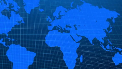 Digital world map animation, blue high t... | Stock Video | Pond5