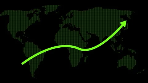 Digital World Map with Arrow Indicating ... | Stock Video | Pond5