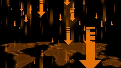 Digital World Map with Falling Arrows An... | Stock Video | Pond5