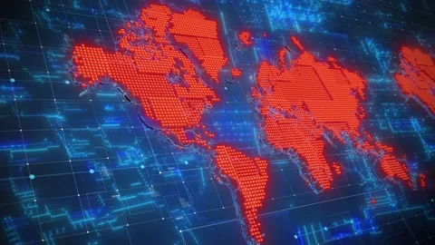 Digital World Map News Looped Background | Stock Video | Pond5