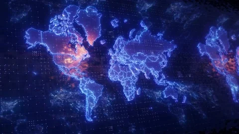 Digital World Map News Looped Background | Stock Video | Pond5