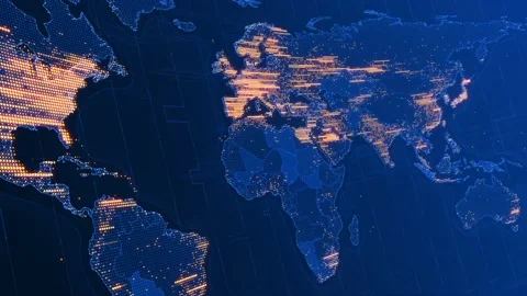 Digital World Map News Studio Set Blue B... | Stock Video | Pond5