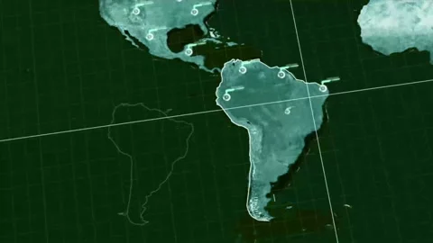 Digital World Map Scan Animation. | Stock Video | Pond5