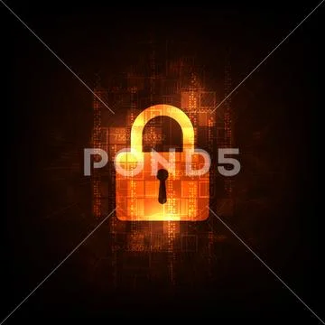 Digital world security system on a dark orange background.: Royalty ...