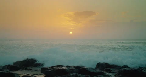 Dim yellow sun on the horizont over the ... | Stock Video | Pond5