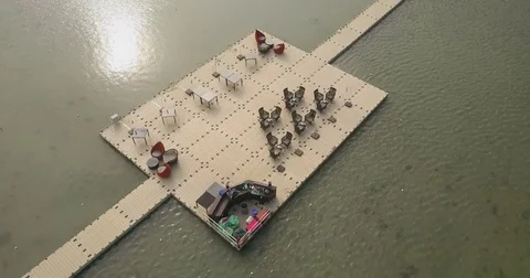 Dining Tables at Floating Pontoon Bridge... | Stock Video | Pond5
