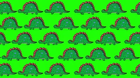 Dinosaur cartoon green characters wallpa... | Stock Video | Pond5