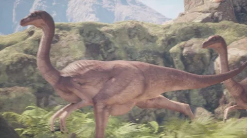 Dinosaur Gallimimus Run Prehistoric Envi... | Stock Video | Pond5