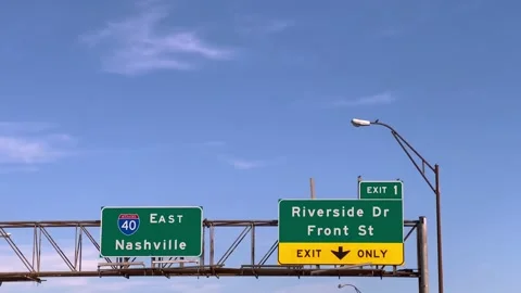 Direction signs on the highway to Nashvi... | Stock Video | Pond5