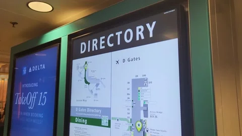 Directory Delta Airlines D Gates Signage... | Stock Video | Pond5