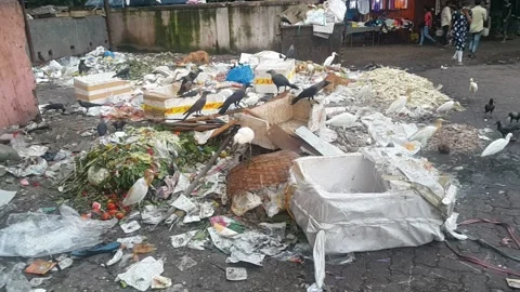 Dirty Slum Place with huge garbage in Mu... | Stock Video | Pond5