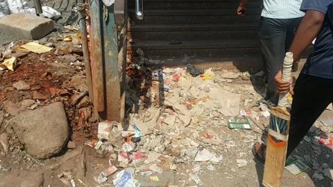 Dirty Slum Place with huge garbage in Mu... | Stock Video | Pond5