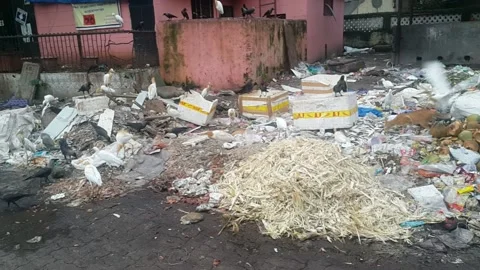 Dirty Slum Place with huge garbage in Mu... | Stock Video | Pond5