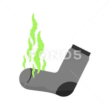 Dirty sock. Unpleasant smell. Stink. Green fetid cloud. Stinky sock. Graphic 88403585