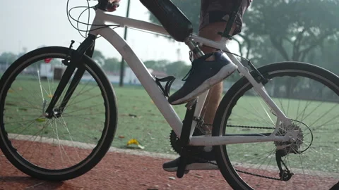 A disabled amputee cyclist riding bicycl... | Stock Video | Pond5