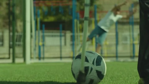 Disabled man with amputated leg kicking ... | Stock Video | Pond5