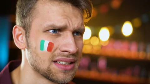Disappointed football fan with italian f... | Stock Video | Pond5