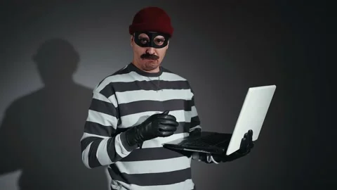 a disappointed a funny thief in mask and... | Stock Video | Pond5