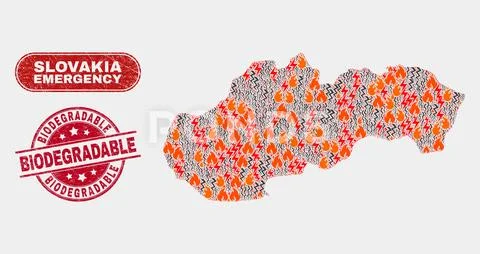 Disaster and Emergency Collage of Slovakia Map and Distress ...