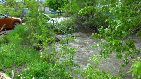 disaster, flooding, culvert high flow ov... | Stock Video | Pond5