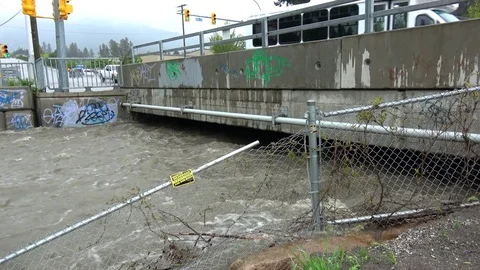 disaster, flooding, culvert maxed, fast ... | Stock Video | Pond5