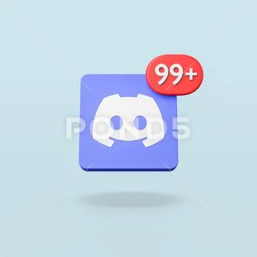 Discord Logo with Notification on Blue Background: Royalty Free #195977378