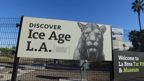 Discover Ice Age sign La Brea Tar Pits | Stock Video | Pond5