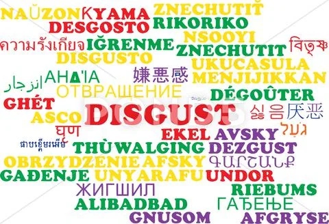 Disgust multilanguage wordcloud background concept: Graphic #52922629