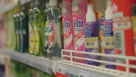 Dishwashing liquids on the shelf in the ... | Stock Video | Pond5