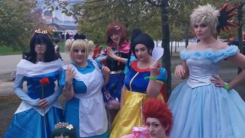 Disney Princesses Cosplay in Anime Style... | Stock Video | Pond5